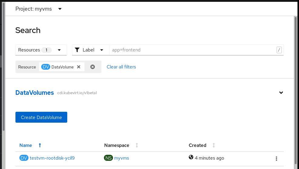 Creating a VM Using the OpenShift Web Console